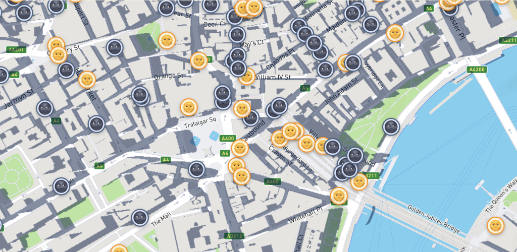 New app shows which London beer gardens have sun