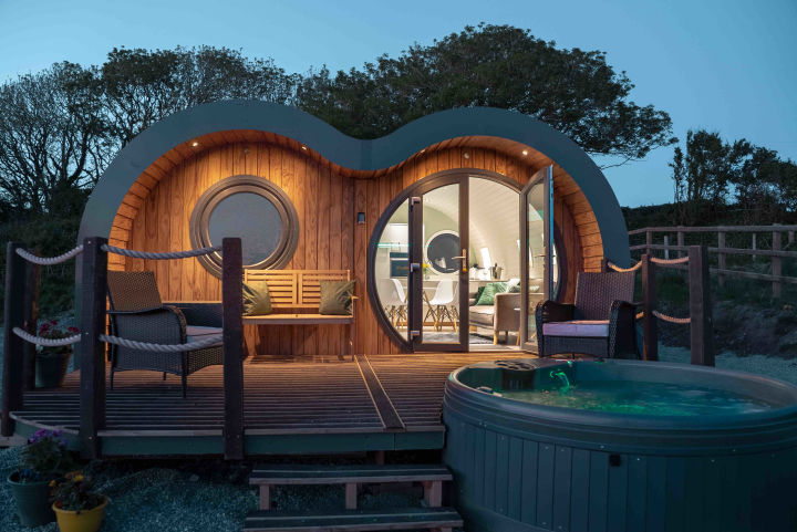 Luxury glamping pod in Wales with private hot tub